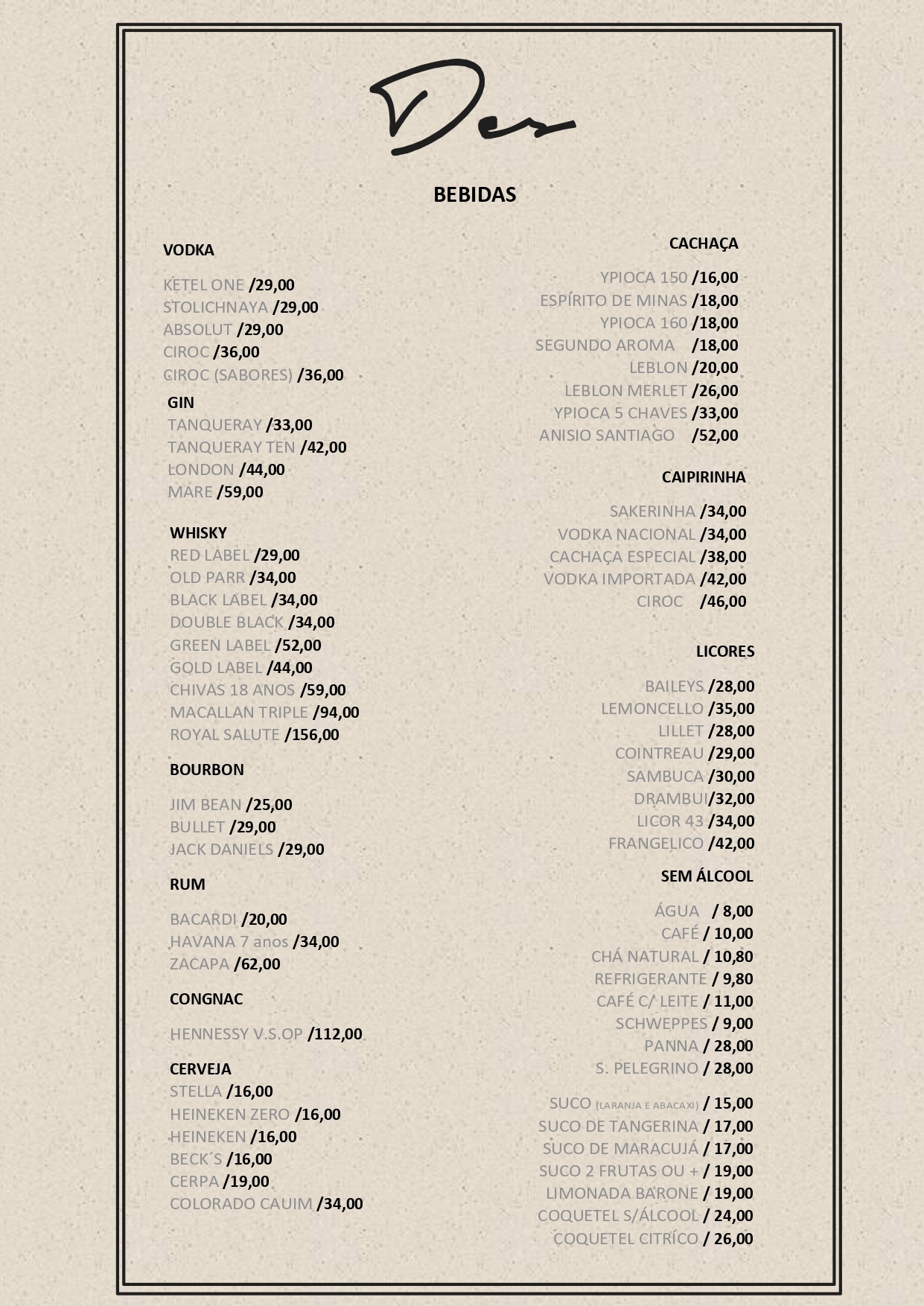 Menu - Des Cucina