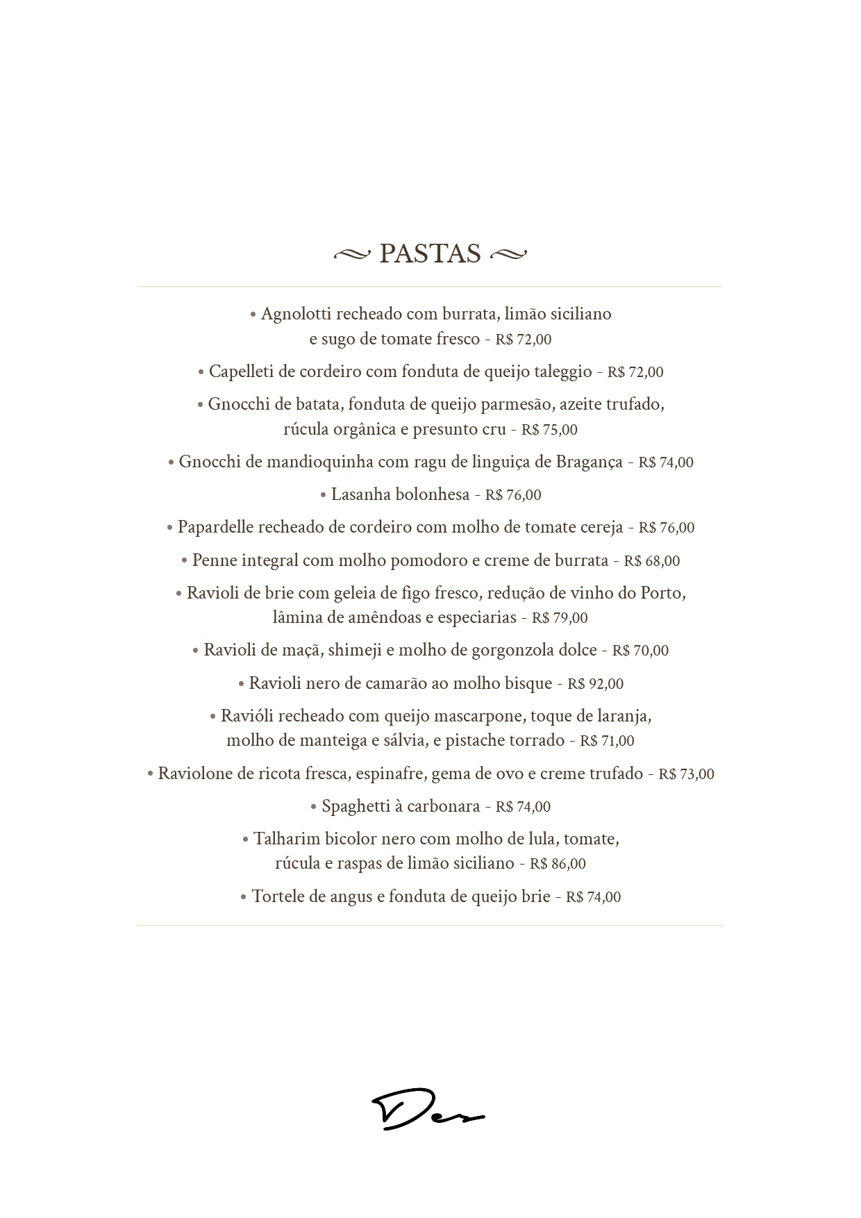 Menu - Des Cucina
