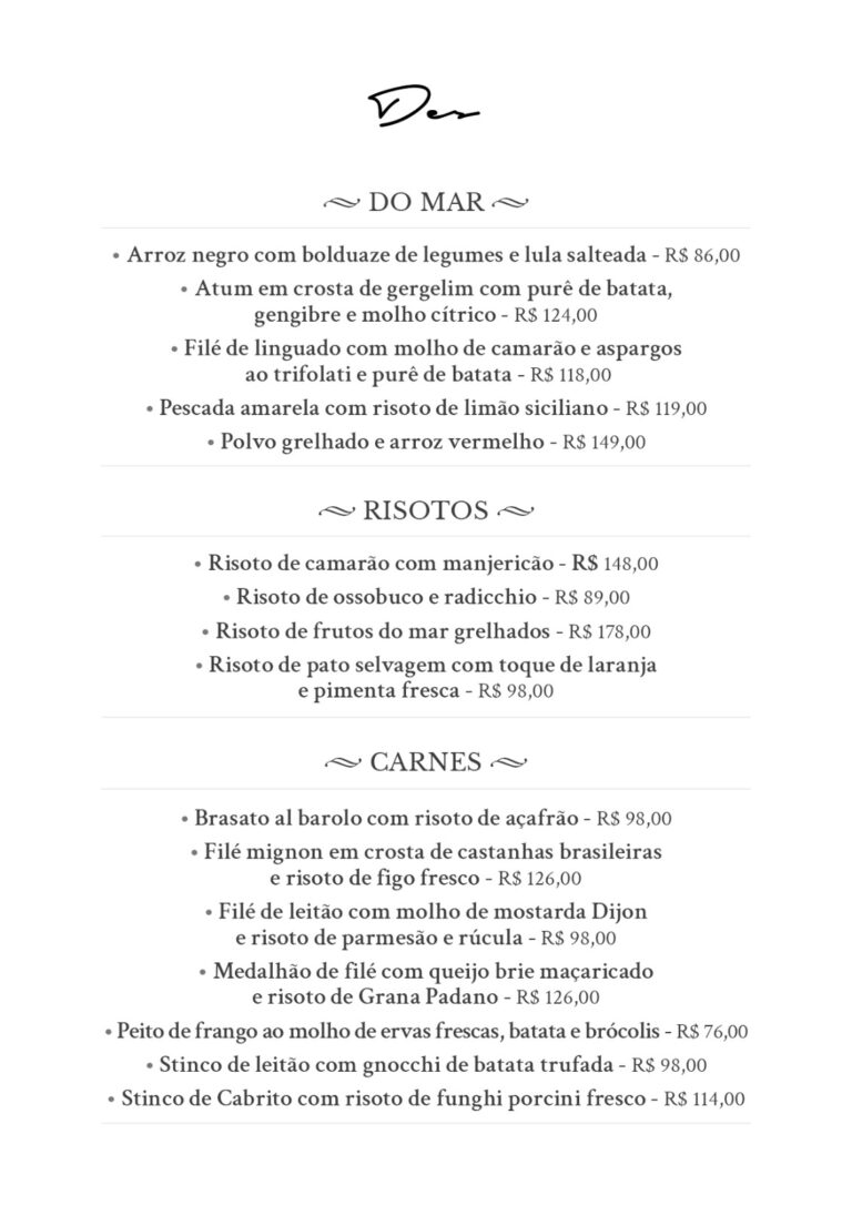 Menu - Des Cucina