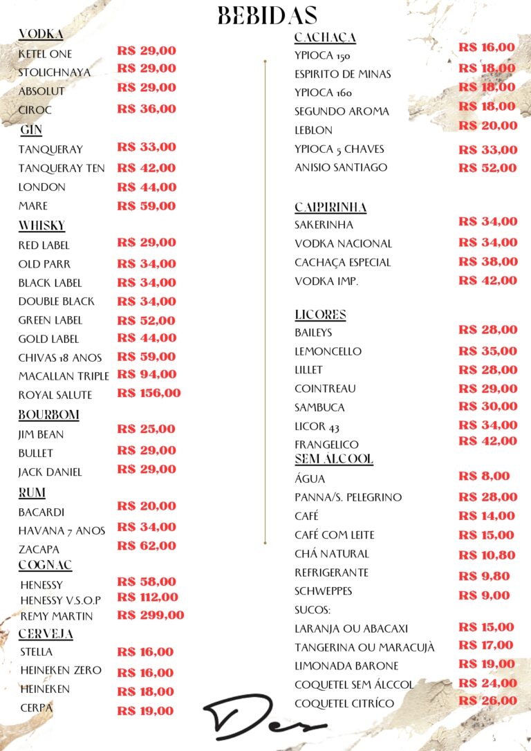 Menu - Des Cucina